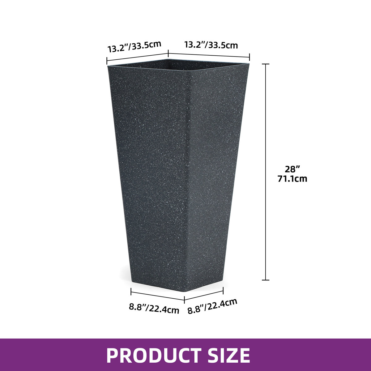 Ebern Designs 28" Weather-Resistant Tall Planter Box Modern Minimalist Large Flower Pot Planters ...